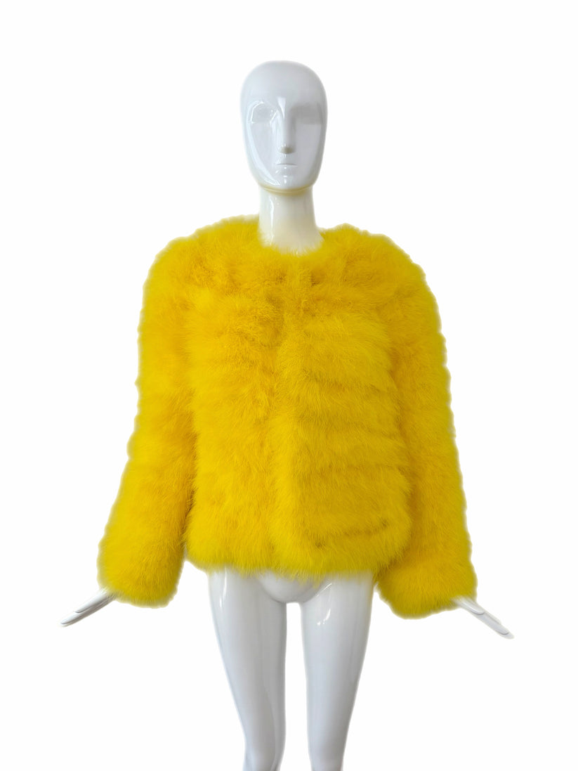 GUCCI by TOM FORD (USA ONLY) 2004 Vintage Runway Yellow Marabou Feathe ...